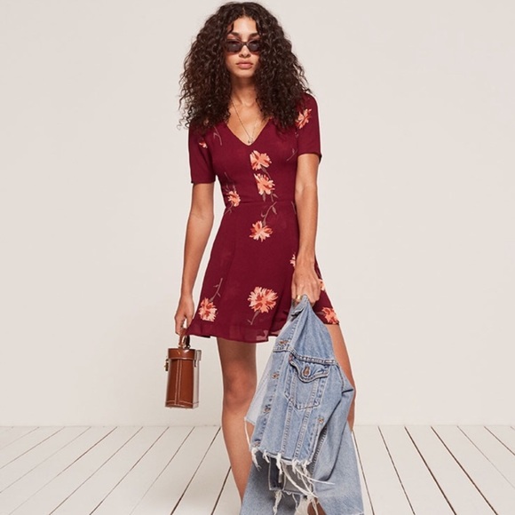Reformation | Dresses | Reformation Gabriella Mini Dress In Red Floral ...